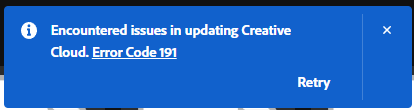Solved: Encountered issues in updating Creative Cloud. Err... - Adobe Product Community - 15386264